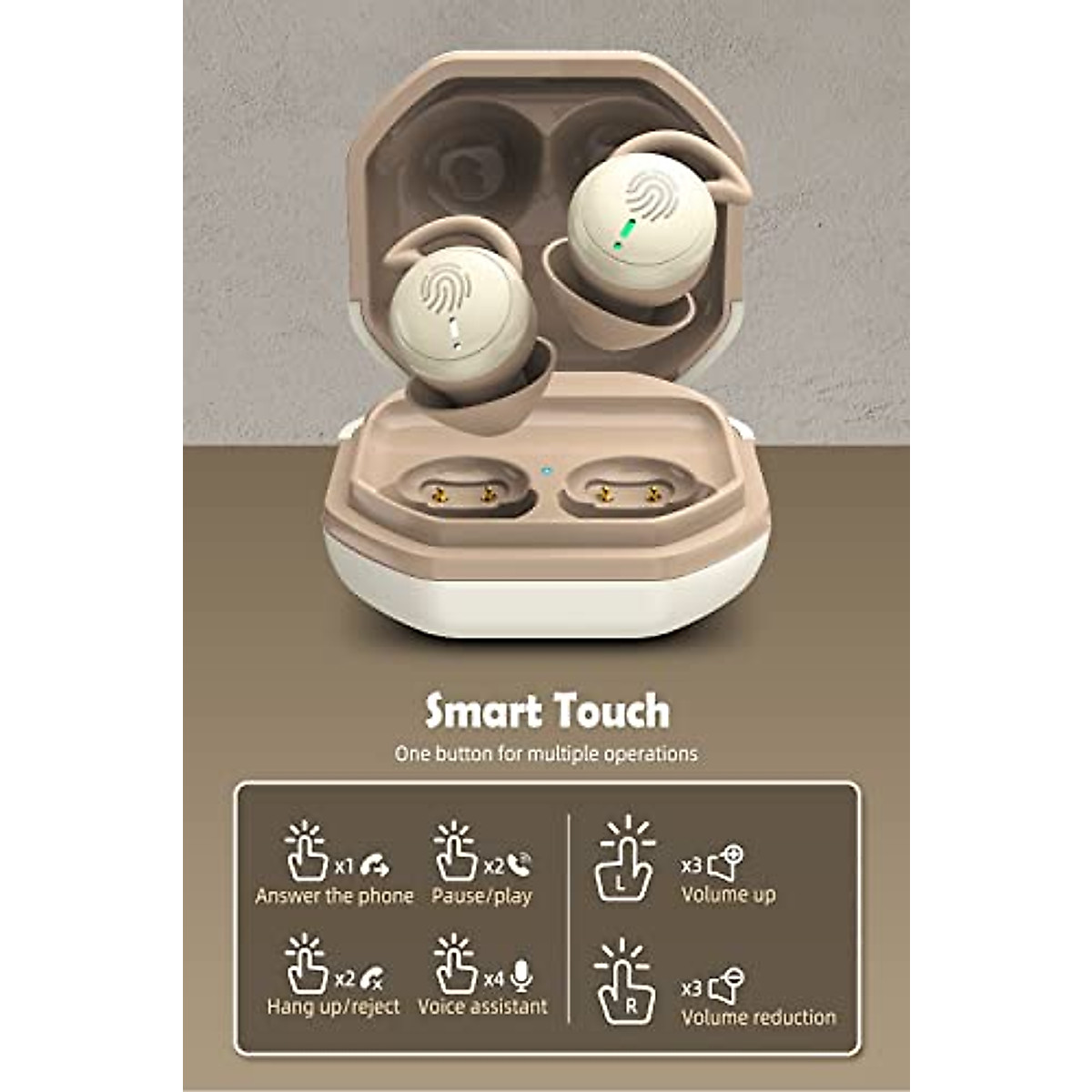 SZHTFX Sleep Earbuds Small Bluetooth Earbuds Mini Wireless Discreet Earbud for Music, Home, Work (Nude)