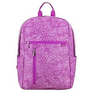 BODHI Adorn Casual Paisley Midi Backpack, 15" Tall, Blackberry/Colorful Paisley Print