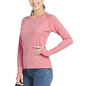 Willit Women's UPF 50+ Sun Protection Shirt Long Sleeve SPF UV Shirt Rash Guard Swim Hiking Fishing Tops Lightweight Pink M