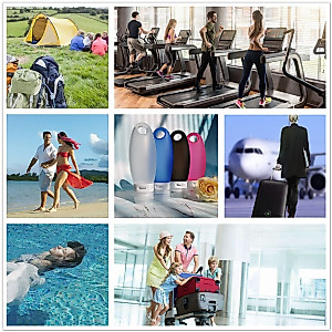 SANTREST Gym Refillable Bottles Leak Proof Camping Travel Containers with Shower Lanyard,3.3oz TSA Approved Squeezable Silicone Travel Tube Set for Gym Shampoo Lotion Soap