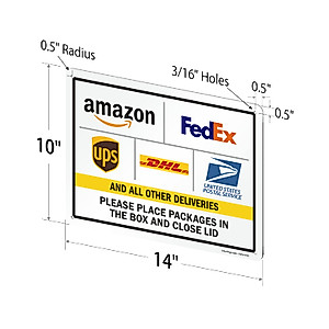 SmartSign 10 x 14 inch “Please Leave Packages in The Box and Close Lid” Metal Sign with Delivery Logos, 40 mil Laminated Rustproof Aluminum, Multicolor, Made in USA