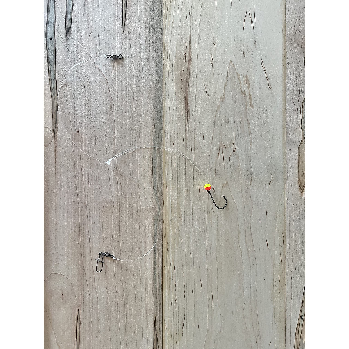 3 Pack Single Drop Pompano Whiting Surf Fishing Rigs Hand-Tied (30LB Mono, Red/Yellow)