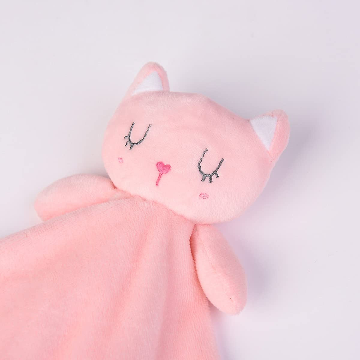 FOMAISELF 1 PC Pink Cat Baby Plush Animal Security Blanket for Baby, Kids Soft Blanket Stuffed Animal, Lovely Animal Blanket for Boys and Girls Gift (11.8x11.8)