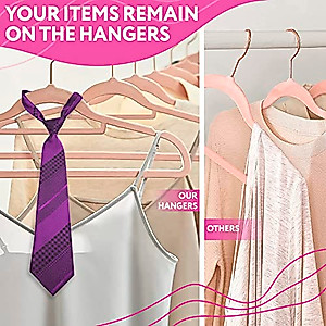Amiff Rose Velvet Hangers 17.5". Pack of 10 Thin Hangers Non Slip Velvet for Any Clothing Style. Sturdy & Heavy-Duty Velvet Hanger 17.5 Inch Size. Portable Adult Velvet Clothes Hangers