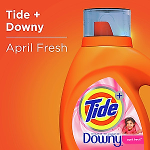 Tide Plus Downy Laundry Detergent Liquid Soap, April Fresh, 46 Fl Oz 29 Loads, 46 Fl Oz