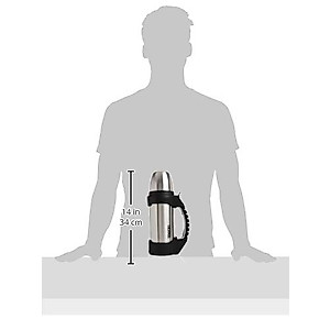 Thermos The Rock Vacuum Insulated 1 Liter Beverage Bottle, stainless steel/black, 1.1 quart (2510TRI2)