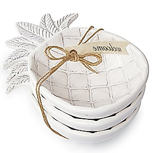 Mud Pie Ceramic Pineapple Shaped Dip Condiment Bowls Set of 3