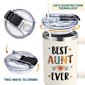 AT2Z GLOBAL Gifts for Aunt, Auntie Gifts - Aunt Gifts from Niece, Nephew - Christmas Gifts for Aunt,Birthday Gift, Mothers Day Gifts for Auntie - Gifts for New Aunt - 40oz Tumbler With Handle & Straw
