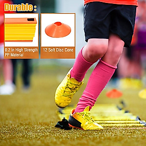 PACEARTH Agility Ladder - 12 Rung 20ft Agility Speed and Balance Training Ladder for Soccer Basketball Boxing Softball Footwork Sports Agility Training with Scale and Carry Bag