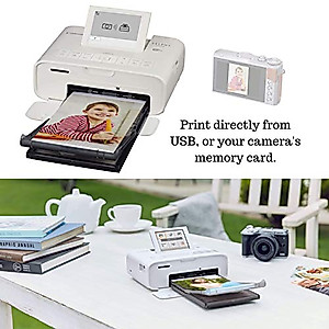Canon SELPHY CP1300 Wireless Compact Photo Printer (White) RP-108 Color Ink Paper Set (108 Sheets of 4 x 6 Paper) + NeeGo Printer Cable + NeeGo Print Protector (100 Pack)
