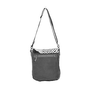 Myra Bag Rug & Patches Upcycled Canvas & Cowhide Shoulder Bag S-1370