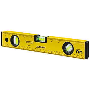 XUNHON 12.2 Inch Spirit Level,Protable Magnetic Torpedo Level with 2 magnets,2 units- Metric&Imperial,3 Different Bubbles-45°/90°/180°,Drop-proof Aluminum Alloy Measuring tools-MSL01