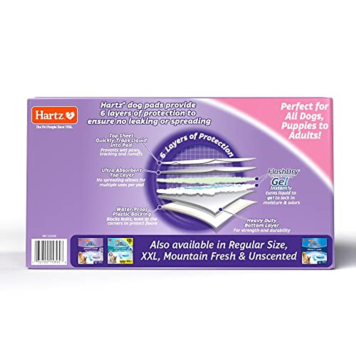 Hartz Home Protection Odor Eliminating Scented Dog Pads, Super Absorbent & Won’t Leak, Lavender Scent, 3XL Pads, 30 Count, Packaging May Vary