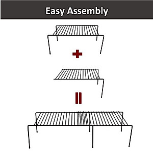 COMELYJEWEL 2sets /pack Black Expandable Cabinet Household Storage Shelf Rack Steel Metal Wire Counter & Pantry Home Kitchen Bathroom Extendable Countertop Organizer Organization