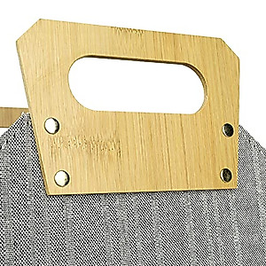 LA JOLIE MUSE Mid-Century Modern Storage Basket Set of 3 Lidded & Modern Magazine Basket with Bamboo Handles