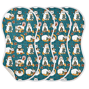 vvfelixl Muslin Burp Cloths Cats Gift Box Baby Washcloths for Baby Girl Boys 2 Pack Green