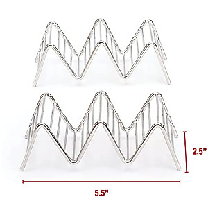 Taco Holders Set of 2 Premium Stainless Steel Stackable Stands, Each Rack Holds 2 or 3 Hard or Soft Tacos, Five Styles Available By 2lbDepot