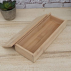 SUPVOX Wooden Pencil Box,Wood Brush Box with Sliding Lid for DIY Artist Tool and Brush Storage -7.4 x 2.8 x 1.2 inches, Rectangle