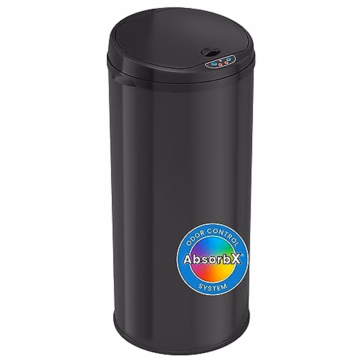 iTouchless 13 Gallon Automatic Trash Can with Odor Control System – Black Round Kitchen Sensor Garbage Bin for Kitchen or Office