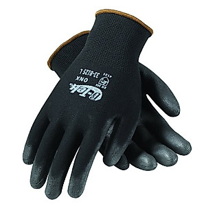 G-Tek 33-B125/L ONX Seamless Knit Nylon Gloves with Polyurethane Coated Palm and Fingers, Black, Large, 1-Dozen