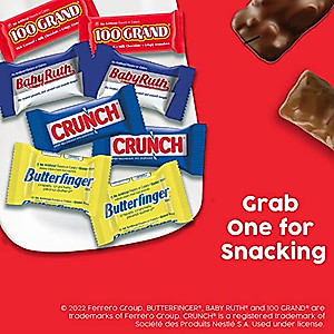 Butterfinger, CRUNCH, Baby Ruth and 100 Grand, Assorted Minis Chocolate Candy Bars, 55.3 oz bag, Bulk 270 Pack