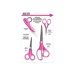 Multicraft Crafter's Soft-Grip Scissors Toolkit Set of 4 - Pink - Embroidery, Craft, Fine Tip, and Thread Snipper