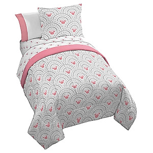 Jay Franco Disney Minnie Mouse Twin Comforter Set - 5 Piece Bedding Includes Sheet Set & Pillow Covers - Super Soft Cozy Pink Mandala Bedding