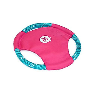 ZippyPaws - Rope Gliderz Durable Outdoor Dog Toy Flying Disc - Magenta