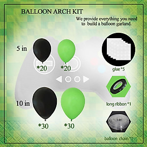 Felice Arts Video Game Balloon Arch Garland Kit Black Green Balloons for Boys Girls Kids Level Favor Game Themed Birthday Graduation Party Decorations