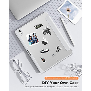 TiMOVO Case for iPad Air 11 Inch M2 2024 with Pencil Holder, iPad Air 6th/5th/4th Generation Case (2024/2022/2020) 10.9 Inch, Slim Stand Protective Cover with Transparent Back Shell, Light Gray(V1)