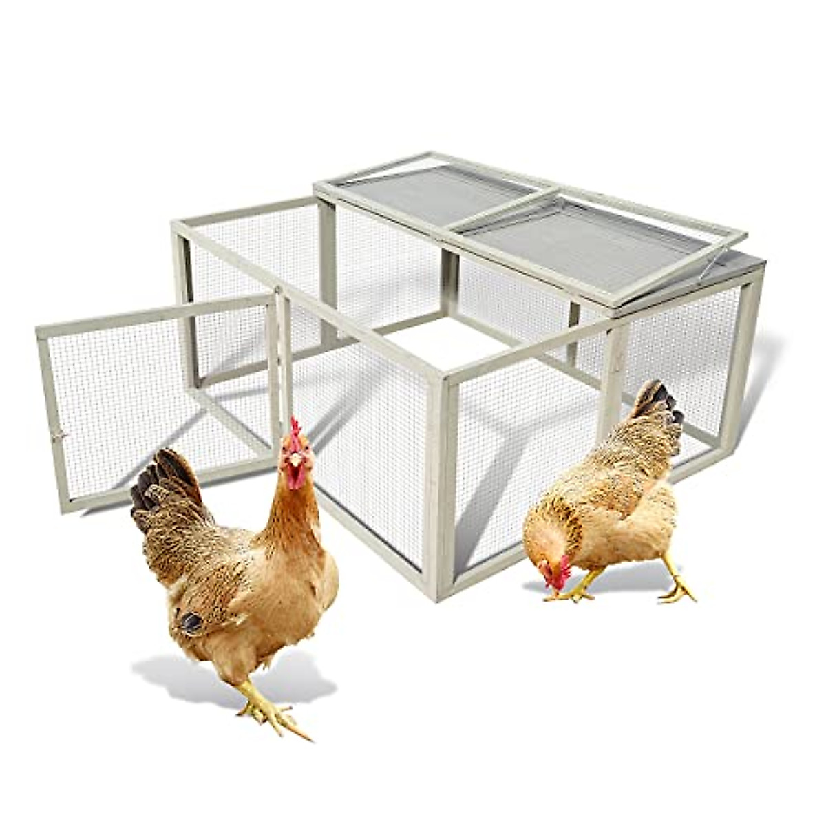 Rocomoco Wooden Chicken Coop Rabbit Hutch Pet Cage, Upgraded Wood Small Animal Poultry Cage Run Duck Hen Rabbit Habitat, Chicken Coop Indoor Outdoor for Backyard Farm Use(45.6Inch)