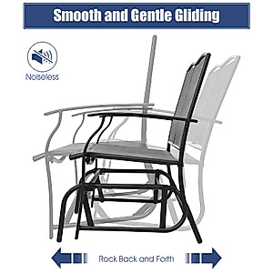Giantex Patio Glider Benches for Outside, Swing Glider Chair with Steel Frame, 400 LBS Capacity, Patio Swing Rocker, 2-Person Loveseat for Backyard, Poolside, Lawn, Balcony, Porch Glider Bench(Gray)