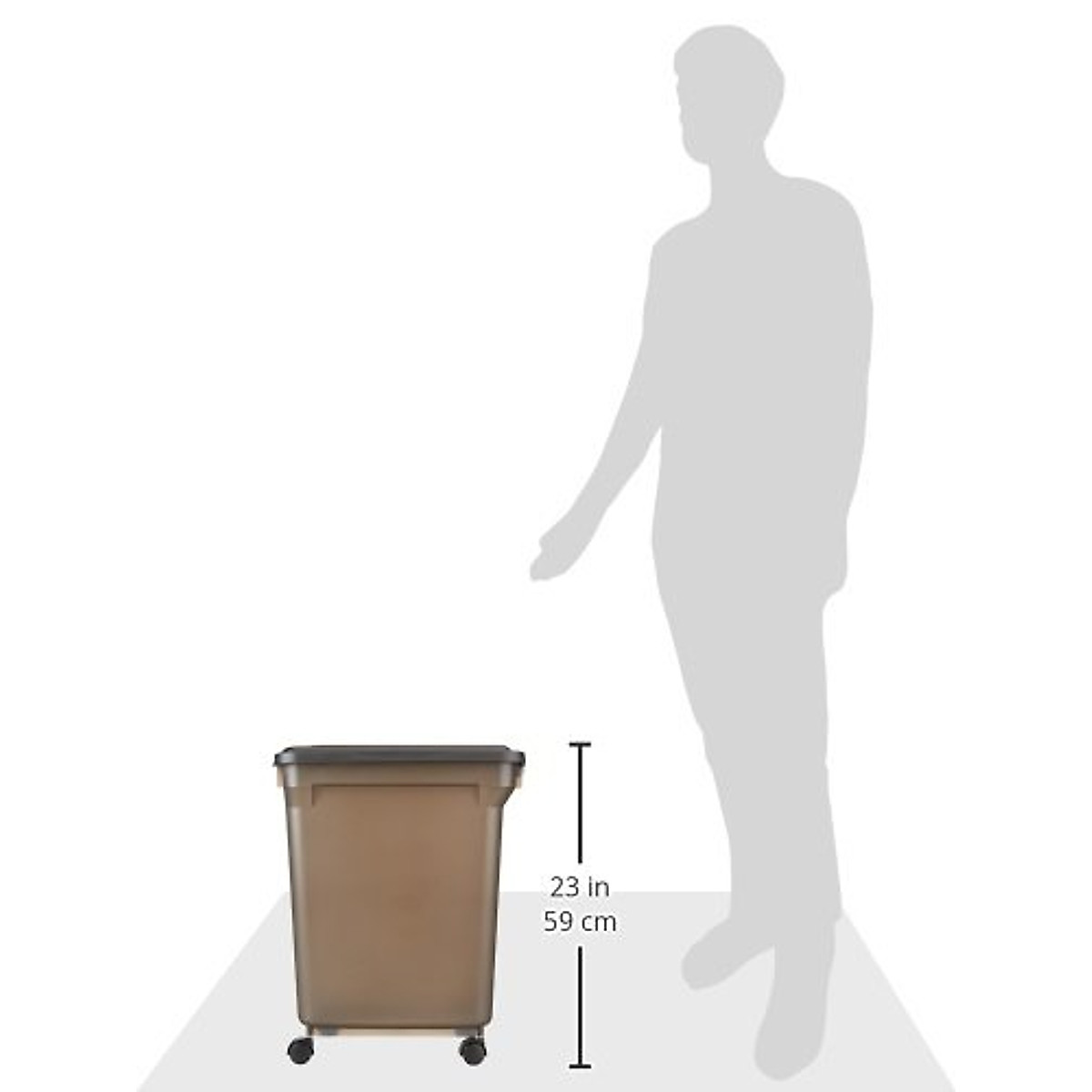 IRIS USA 42 Lbs / 55 Qt WeatherPro Airtight Pet Food Storage Container with Attachable Casters, For Dog Cat Bird and Other Pet Food Storage Bin, Keep Pests Out, Easy Mobility, BPA Free, Smoke