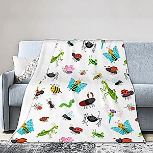 Insects Blanket Air Conditioning Cute Blanket Soft, Animals Throw Blanket Flannel Funny Blanket(50"x40")