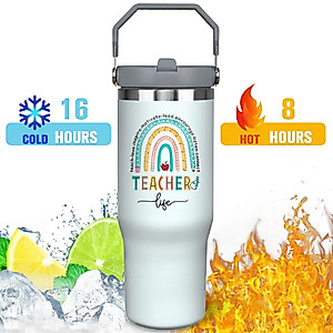 soeufnwhf Teacher Tumbler Cup, 30oz Stainless Steel Teacher Travel Coffee Mug Cup, Best Teacher Gifts for Women & Teacher Appreciation Gifts for Birthday, Appreciation Week, Back To School