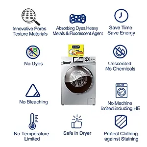 DR.EASY Color Trapper sheets 144 Ct for Laundry,Remove Clothes Dyes,Fluorescent & Heavy Metals,Maintain Clothes Original color,Special Pores Texture Absorb Dyes More & Faster,Unscented & No Chemicals,Safe in Dryer,Apply to any Machine Including HE