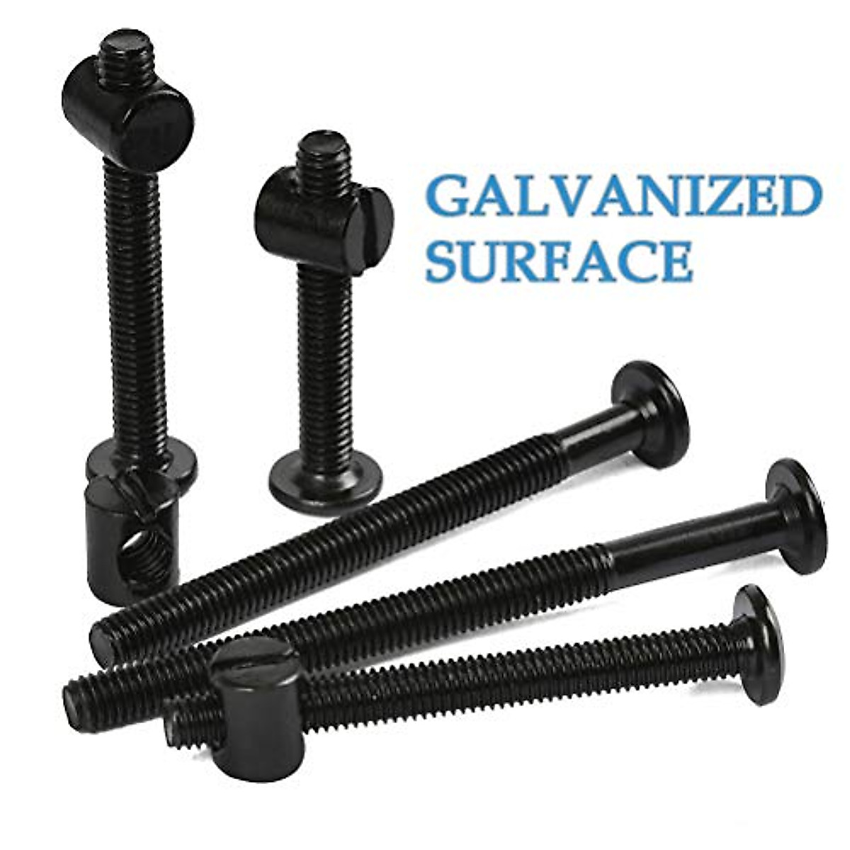 Baby Bed Crib Screws Hardware Replacement Kit, QLOUNI 50Pcs Hex Drive Socket Cap Screws, M6x40mm/ 50mm/ 60mm/ 70mm/ 80mm Barrel Nuts Assortment Kit for Beds Headboards Chairs Furniture (Black)