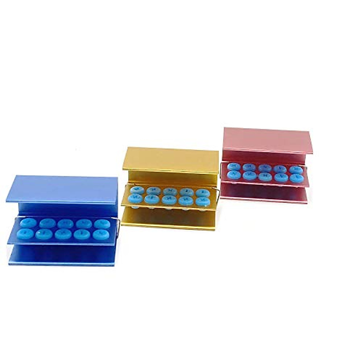 3Pcs 10 Holes Dental Burs Holder Block Case for CA/RA＆FG Dental Autoclavable Burs Holder