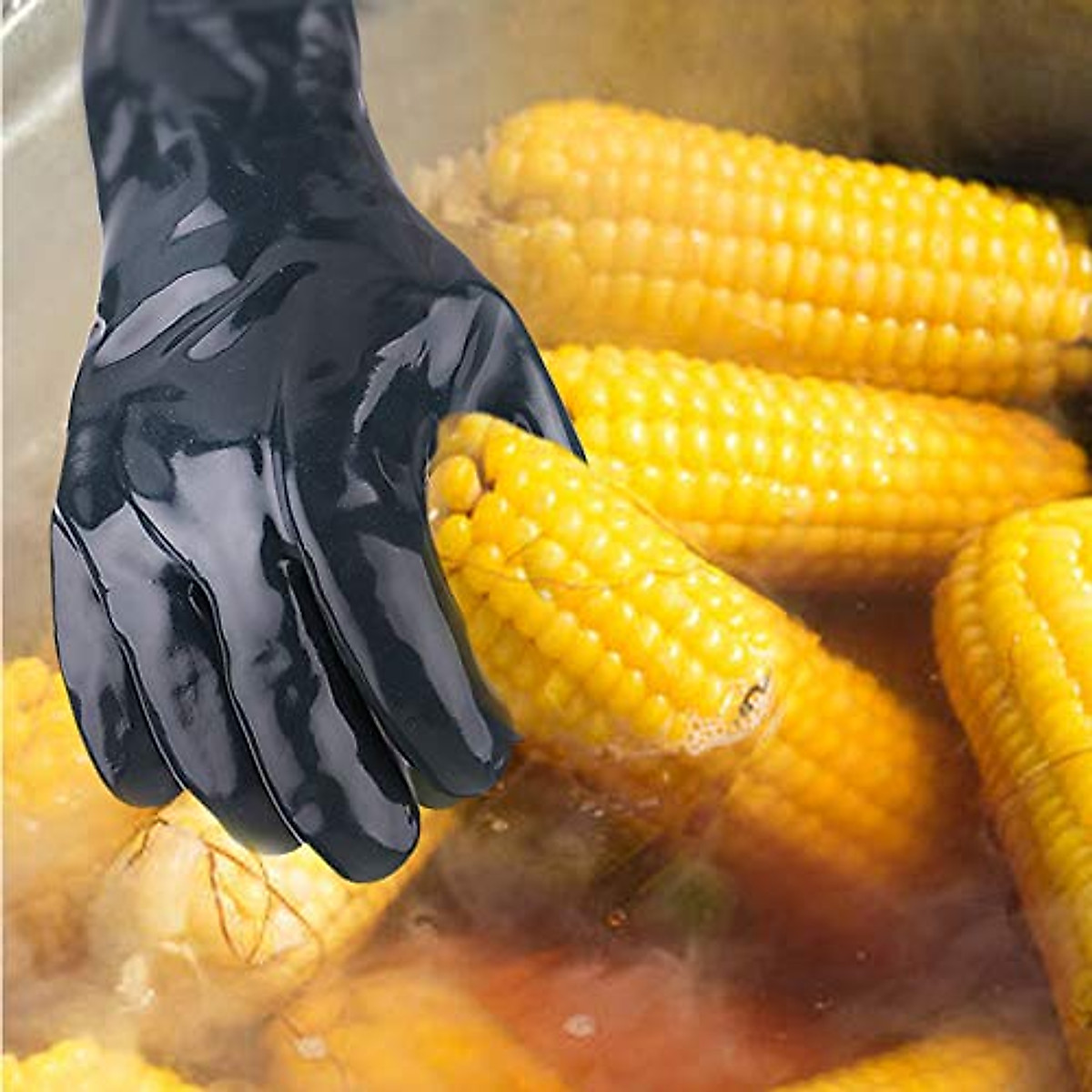 Flexzion BBQ Gloves Hot Food Gloves (1 Pair) - Griller Insulated Heat-Resistant Neoprene Durable and Reusable for Handling Hot Food Right Off BBQ Grill Meat, Steak, Turkey, Pulling Pork