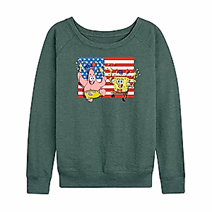 HYBRID APPAREL - SpongeBob SquarePants - Patrick Sparkers Flag - Women's Lightweight French Terry Pullover - Size Large