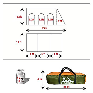 Car Camping Shade Awning Canopy for 8-10 Person Family Party Tent Picnic,BBQ,Friends Gathering Waterproof Lightweight Easy Setup 15 * 10 FT