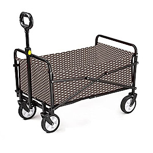 Collapsible Wagon Cart Seamless White Polka dots Dark Foldable Utility Wagon Large Capacity Garden Cart with Push Bar for Beach Camp Outdoor Shopping