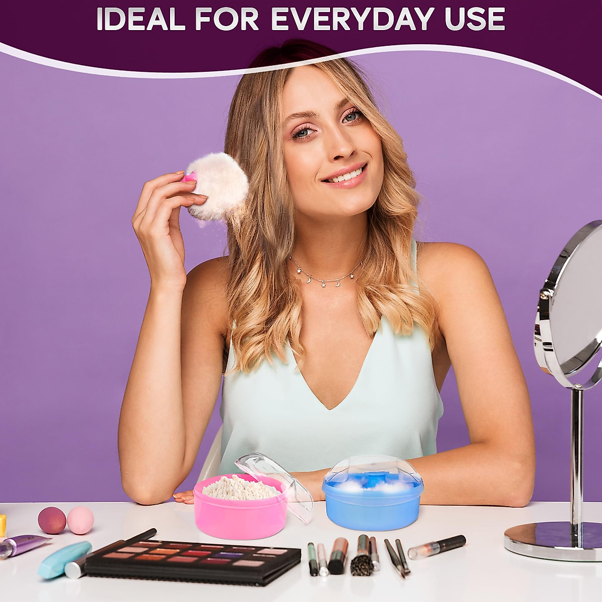 Body Powder Puff and Container - 2Pcs Powder Puff for Body Powder Bath Powder Puff and Container Baby Puffs with Container Travel Kit - Makeup Puffs for Powder Talcum Powder with Puff for Women