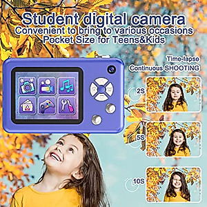 Kids Digital Camera, FHD 1080P Digital Camera for Kids with 32GB SD Card 8X Zoom Compact Point and Shoot Digital Camera, Portable Mini Kids Camera for Teens Students Boys Girls Tweens (Deep Blue)