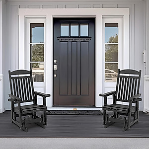 Poly Lumber Patio Glider for One Person, with Cup Holders, High Backrest and Deep Contoured Seat, HIPS Material, All-Weather Resistant, Heavy Duty 700 LBS (Matte Black)