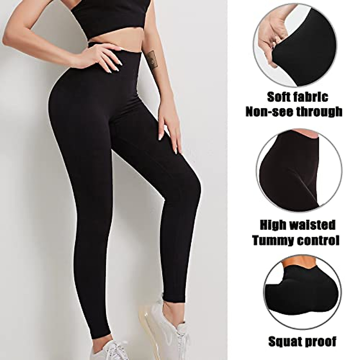 Super Soft Leggings for Women(2 Pack)-Tummy Control High Waisted Workout Womens Leggings Gifts(L-XL)
