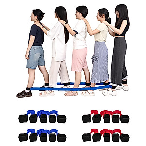 Hiverst 5 Legged Race Band, Outdoor Party Group Game for Kid Adult, Cooperative Team Race for Birthday Party, Relay Race, Field Day, Team-Building, Backyard Activity Game with Carrying Pouch(2 Pack