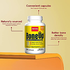 Jarrow Formulas BoneUp - 120 Capsules - Micronutrient Formula for Bone Health - Supplement Includes Natural Sources of Vitamin D3, Vitamin K2 (as MK-7) & Calcium - 60 Servings (Packaging May Vary)