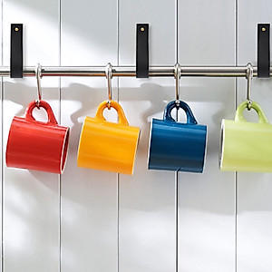 Vin Beauty 6 Pcs Leather Wall Hooks Wall Hanging Strap Leather Curtain Rod Holder Leather Straps Hanger Towel Leather Hook for Towel Bathroom Kitchen Bedroom(Black)