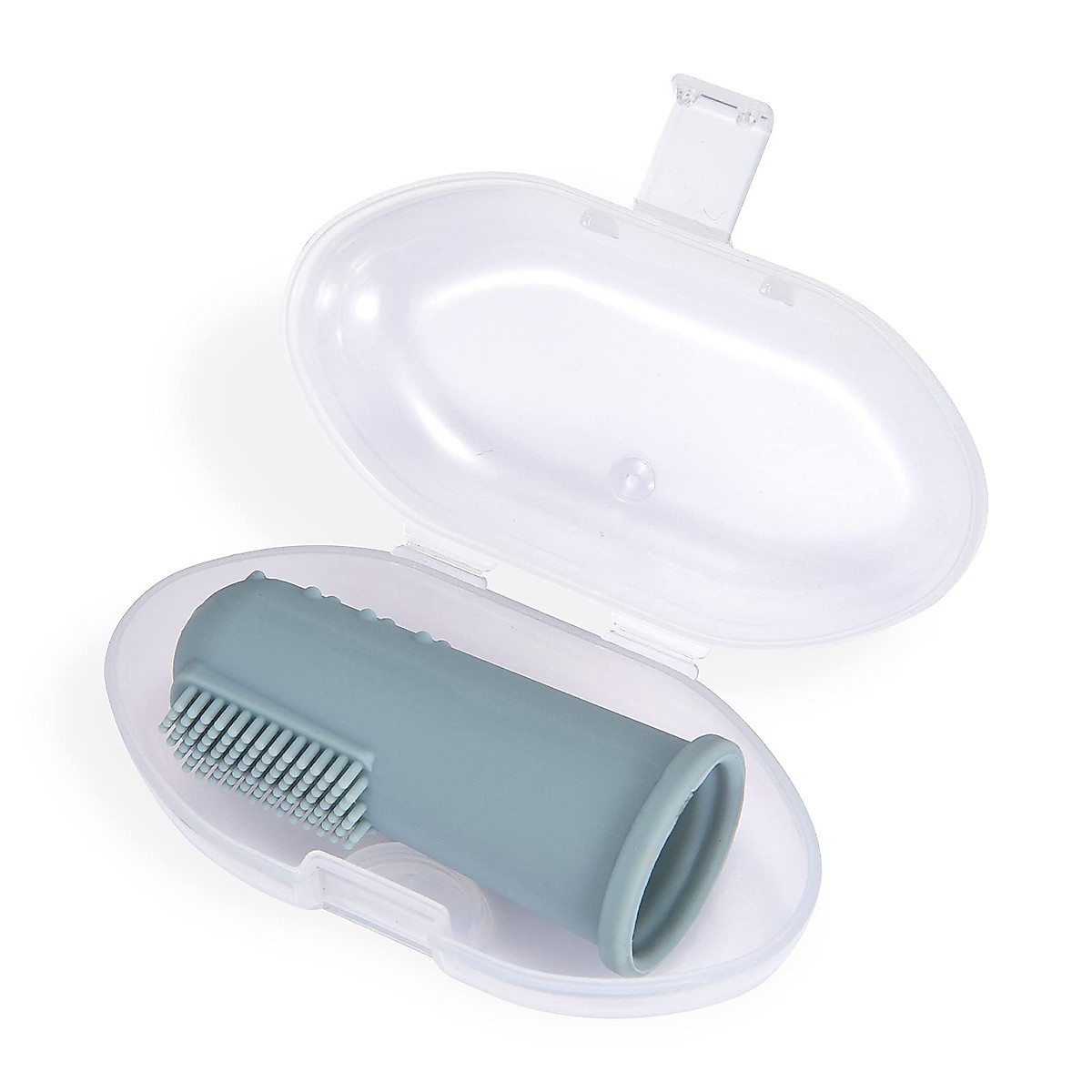 TOPGOMES Baby Finger Toothbrush with Case, Food Grade Silicone, BPA Free, 2-Pack (Sage+Ether)